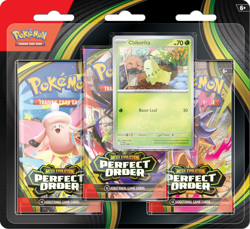 POKEMON TCG MEGA EVOLUTION - PERFECT ORDER - 3-PACK BLISTER ENGLISH ...